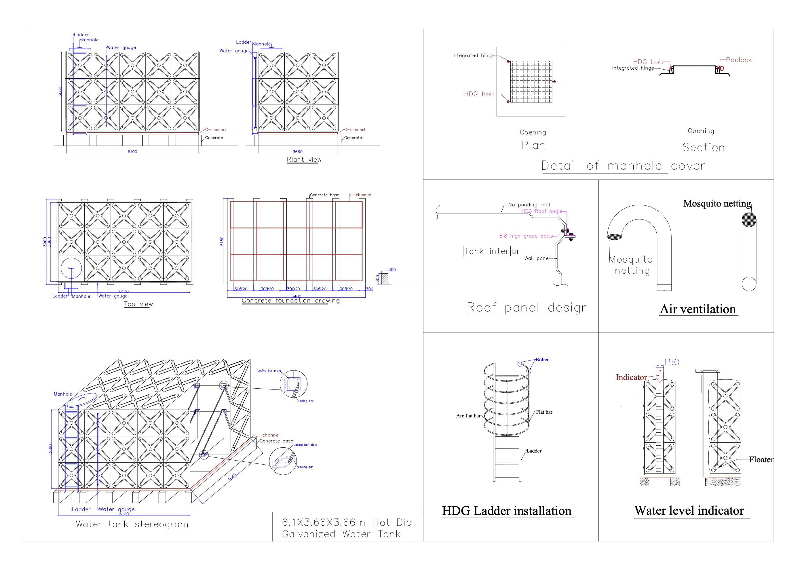 HDG Sectional Steel Tank – BS 1564 & SS 22:1979 | PSB Certified